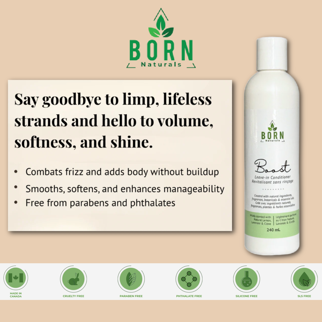Born Naturals BOOST Leave-In Conditioner for Strength, Shine & Frizz C
